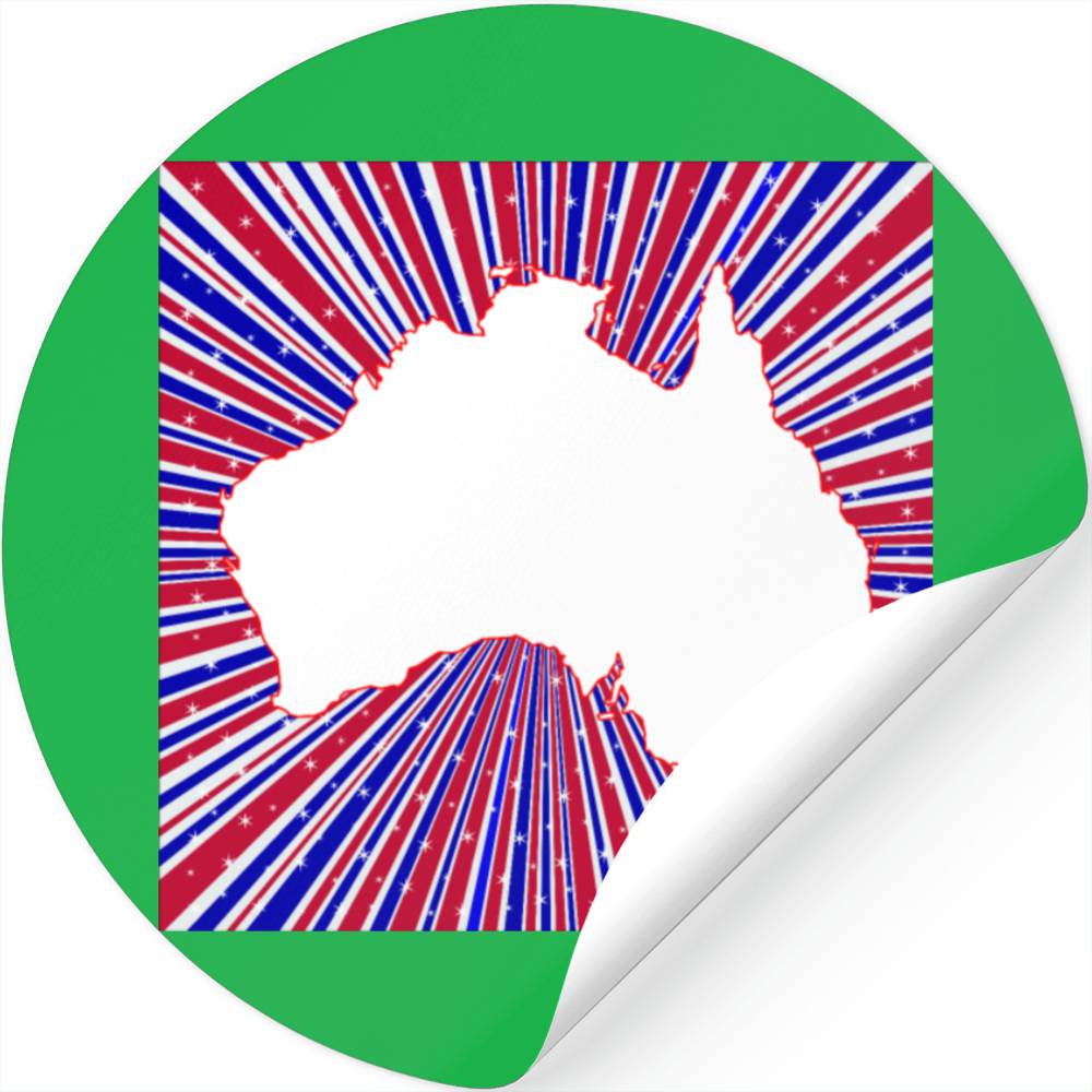 Red White And Blue Rays With Silhouette Map Of Aus
