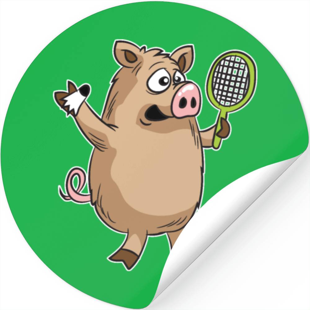 BADMINTON PIGGY Cartoon Kids Joke Pun Children