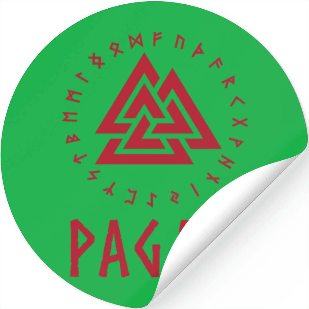 Norse Pagan Valknut Elder Futhark Runes Red