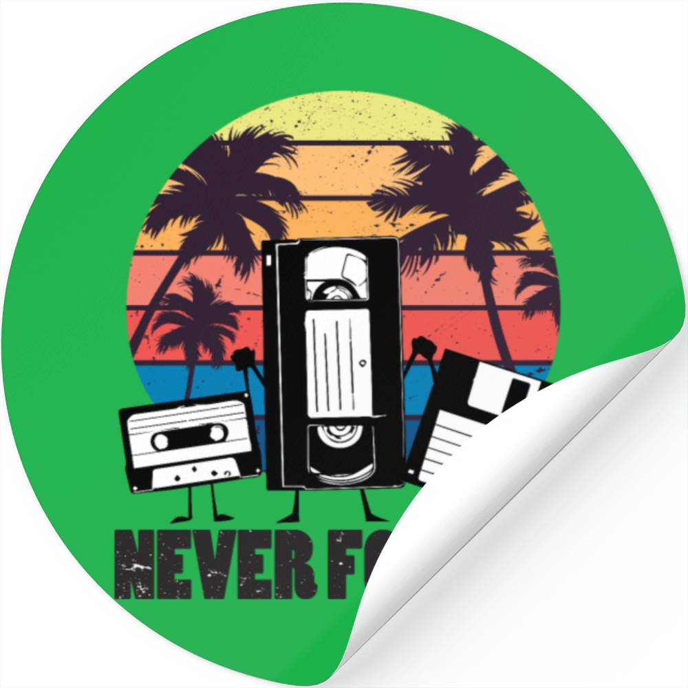 Never Forget 90s VHS Stickers Floppy Disk