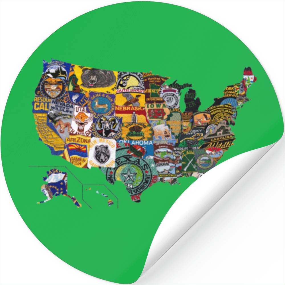 50 State Fish And Game Patches On US Map