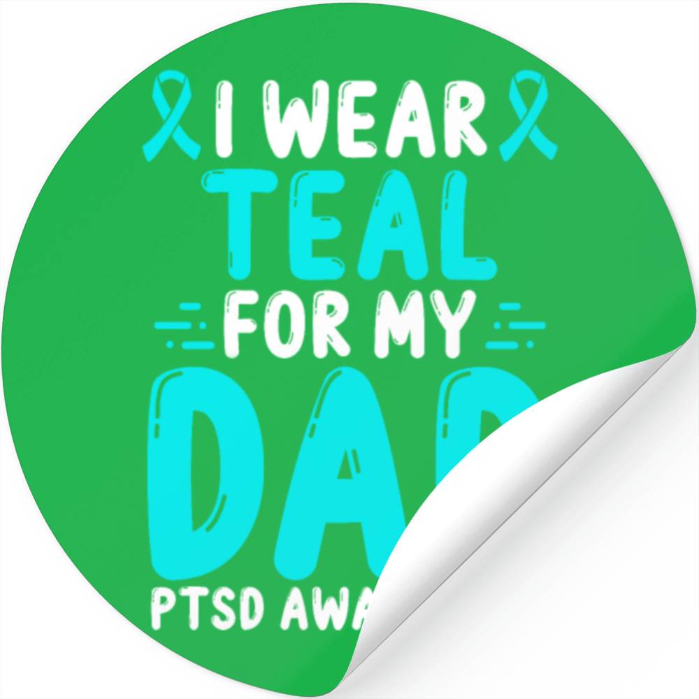 PTSD Awareness Dad Papa Veteran Teal Ribbon