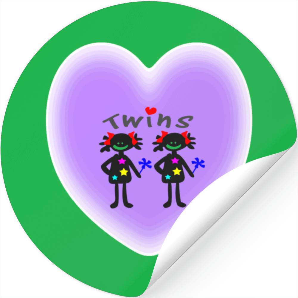 Cute Twins Txt Line Art & Girls Vector Art