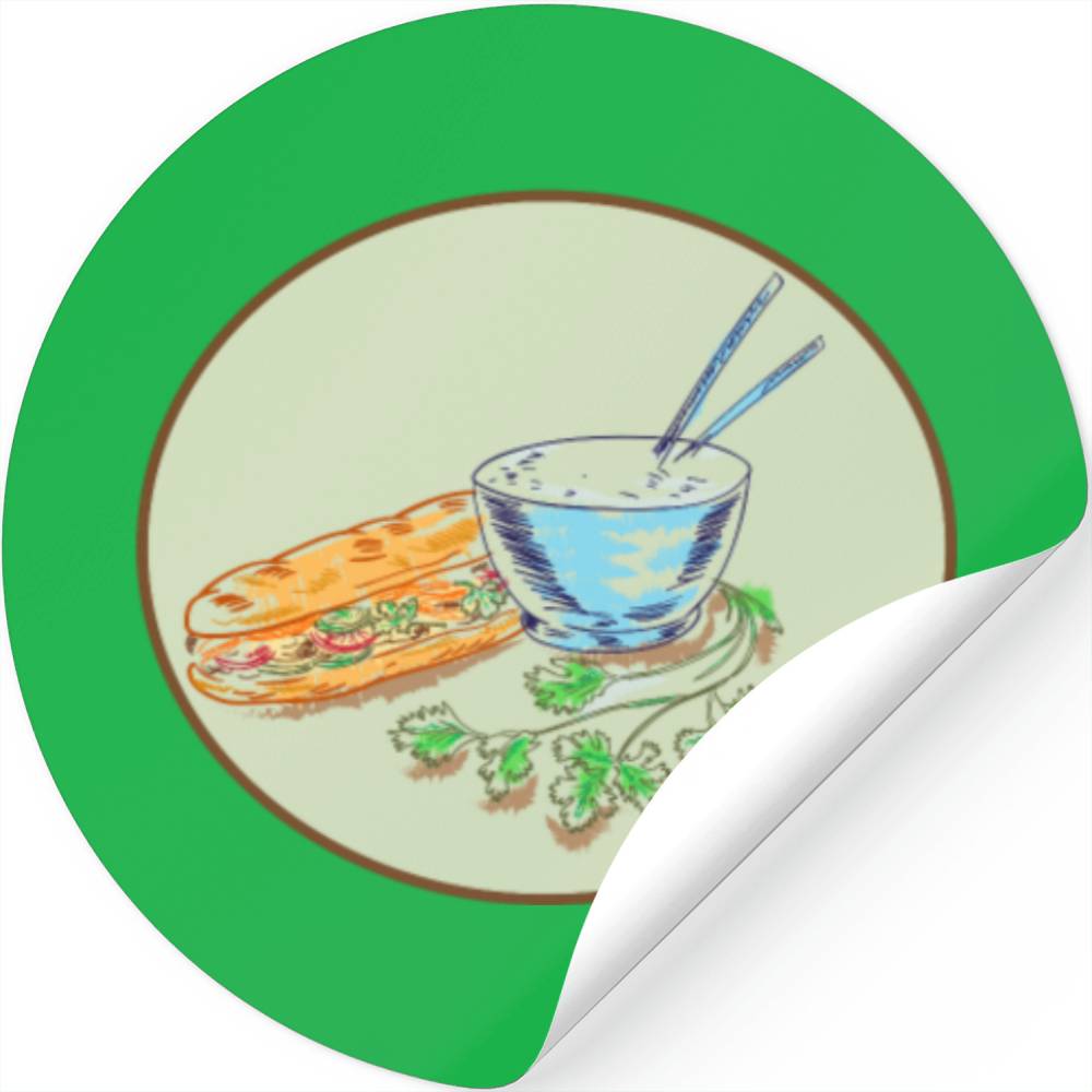 Bánh Mì Sandwich And Rice Bowl Drawing