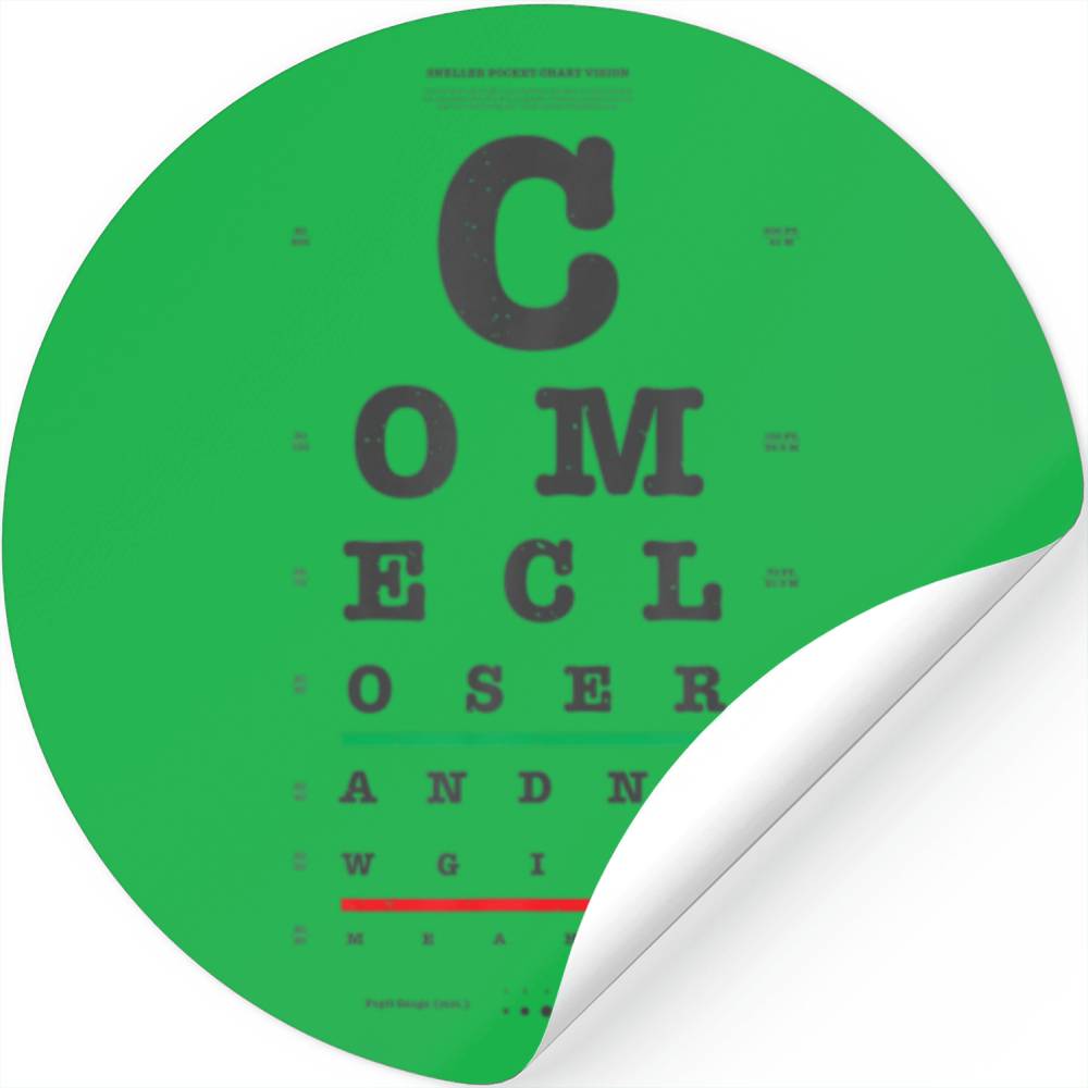 Vision Test Eye Chart Come Closer Give Me A Hug Fu Stickers