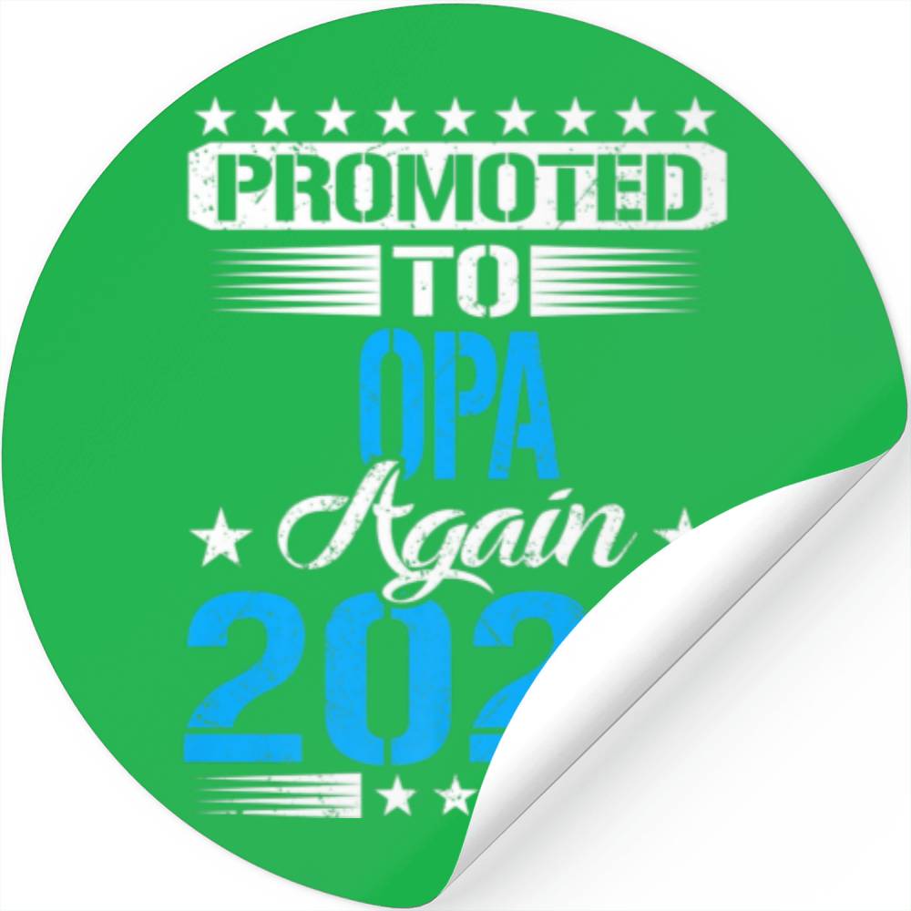 Mens Promoted To Opa Grandpa Again 2022 Reveal Fat Stickers