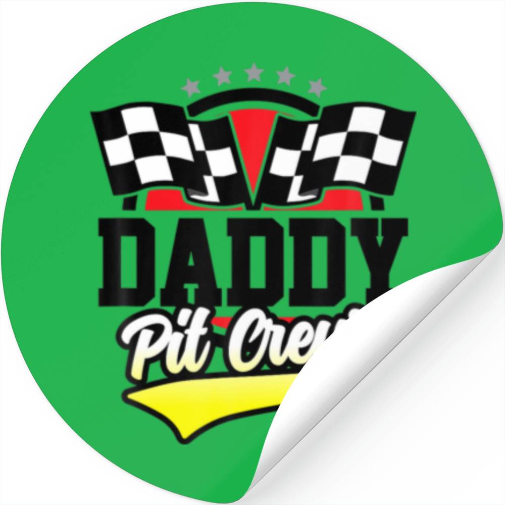 Daddy Pit Crew For Racing Party Team Dad Costume Stickers