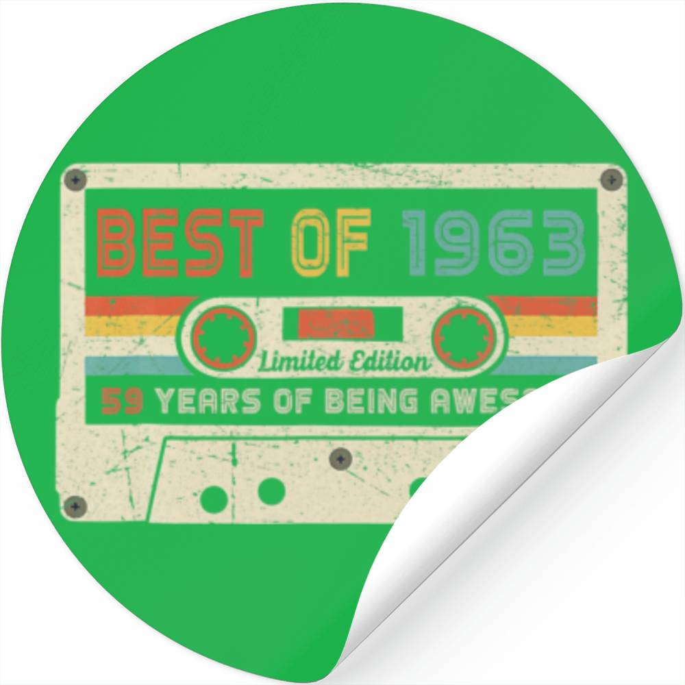 Vintage 1963 Retro Cassette 59Th Birthday 59 Years Stickers