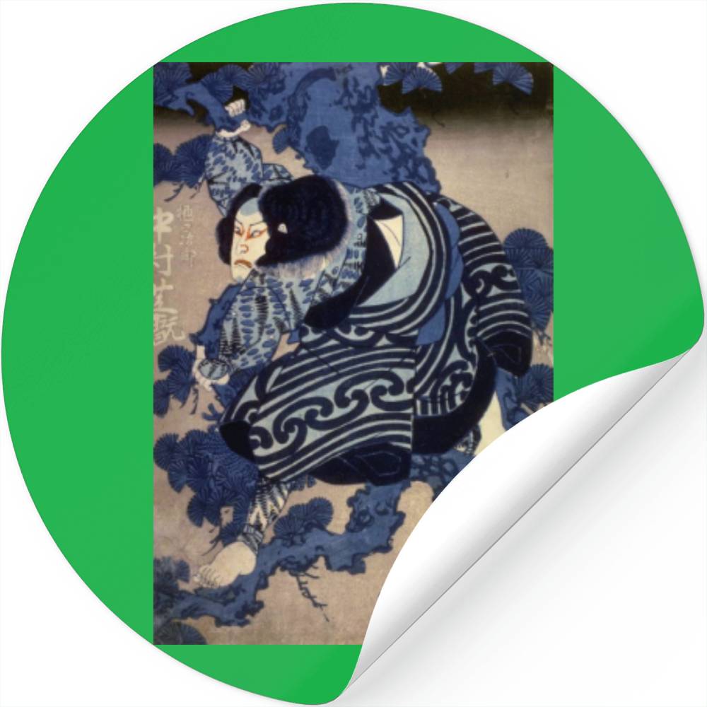 歌舞伎役者, 国芳 Kabuki Actor, Kuniyoshi, Ukiyo-e Stickers