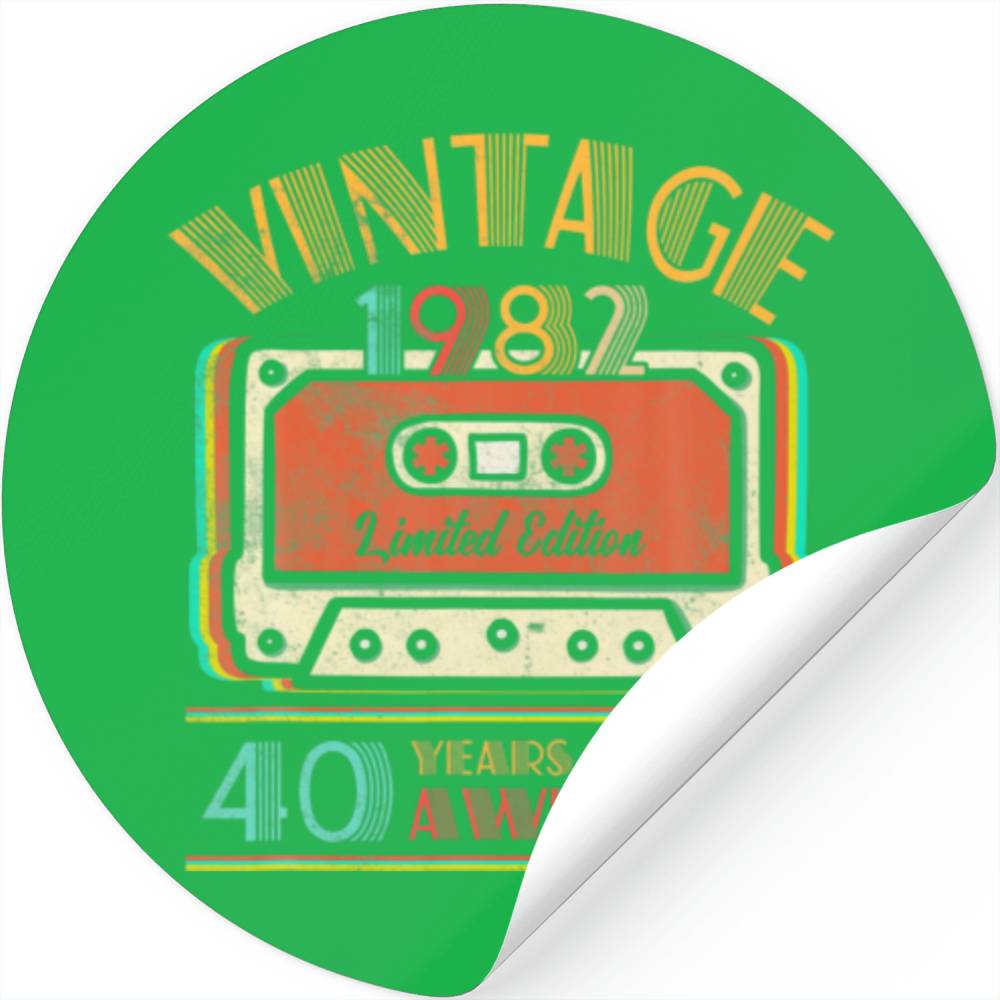 Vintage 1982 Retro Cassette 40Th Birthday 40 Years Stickers