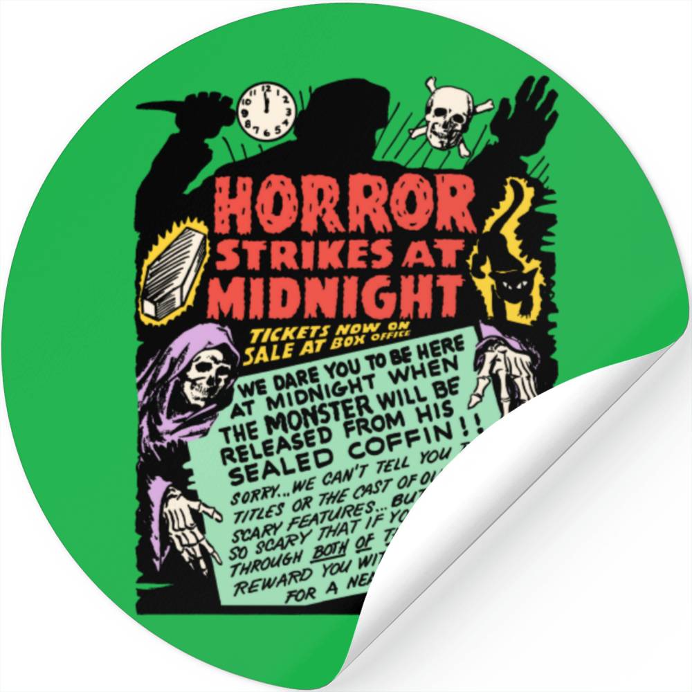Vintage Spookshow - Horror Strikes At Midnight Stickers