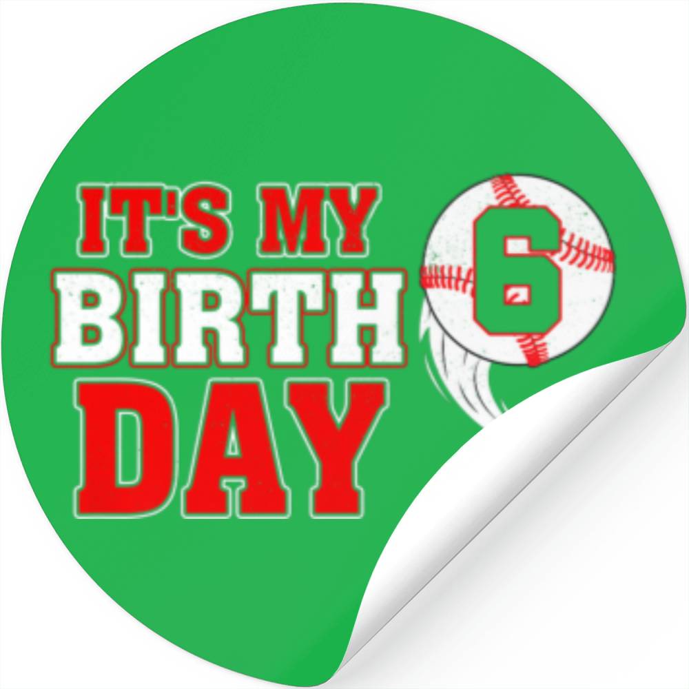 Kids Happy Birthday 6Th 6 Year Old Baseball Player Stickers