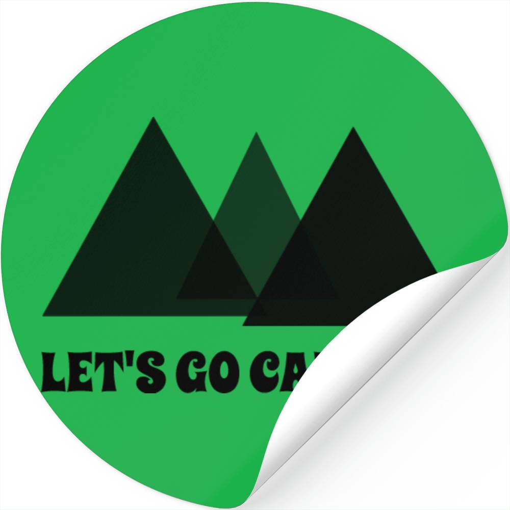 Minimal Let's Go Camping Text Mountains Outside Stickers