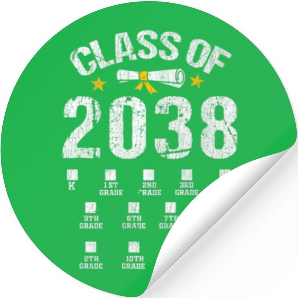 Class Of 2038 Grow With Me Grade Checkmark Graduat Stickers