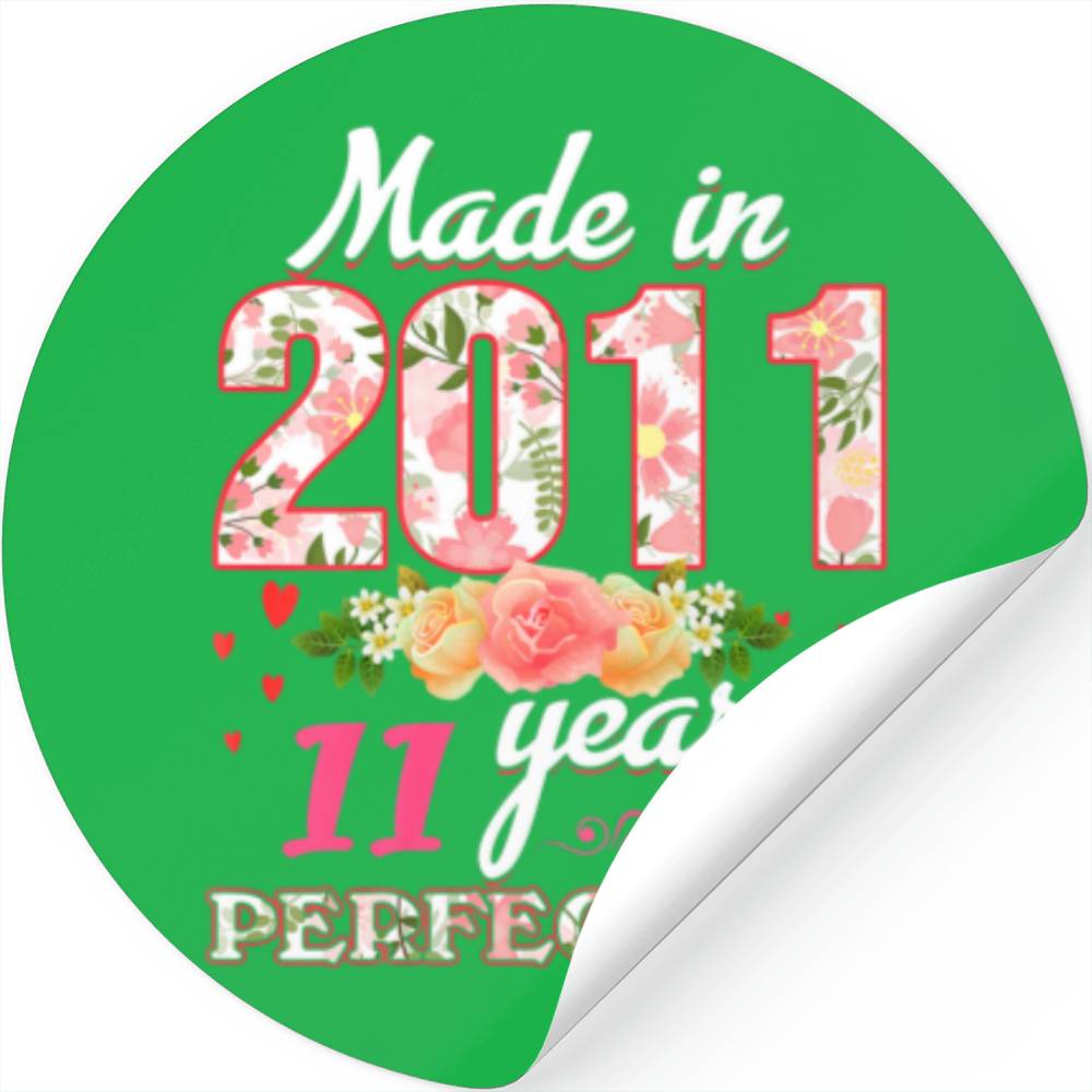Womens Made In 2011 Design 11 Years Old 11Th Birth Stickers