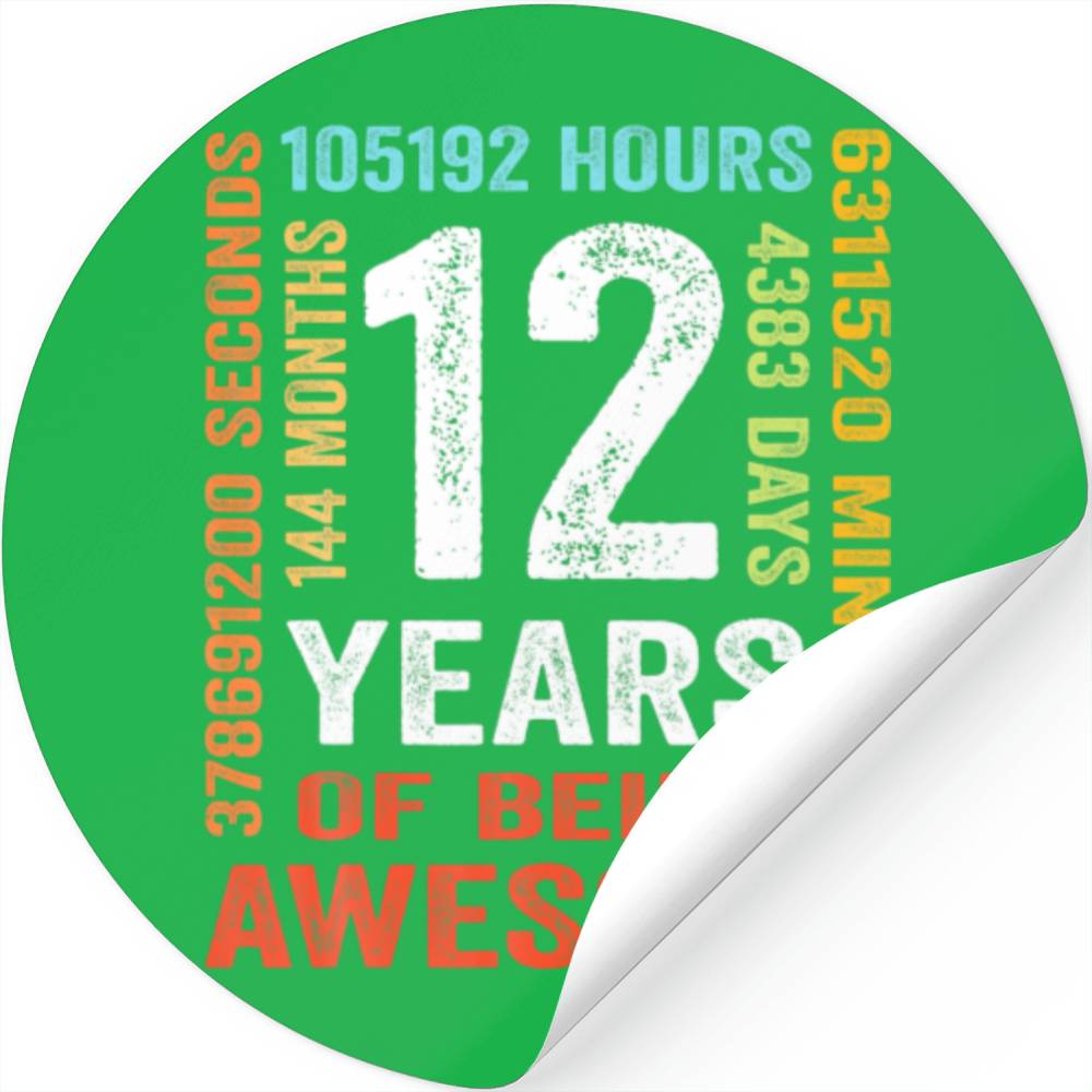 Vintage 12Th Birthday Gift 12 Years Old Being Awes Stickers