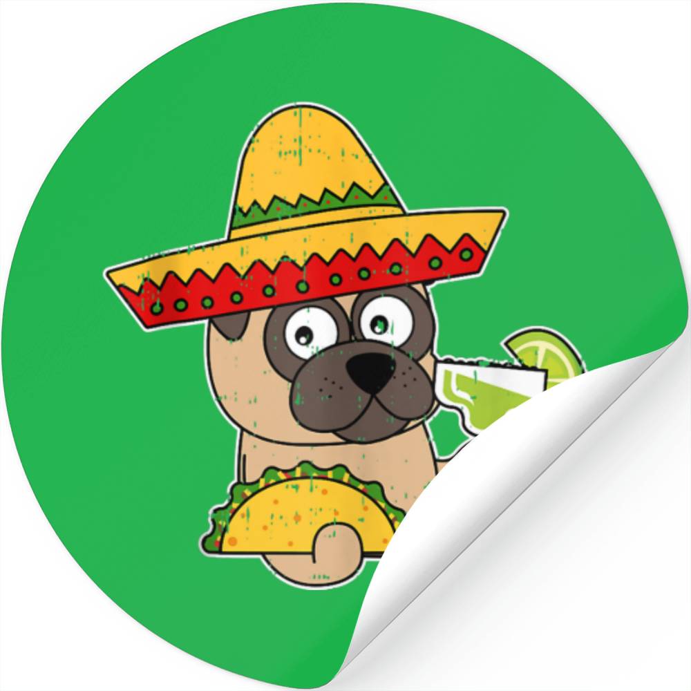 Dog Taco Drinking Tequila Cinco De Mayo Drink Stickers