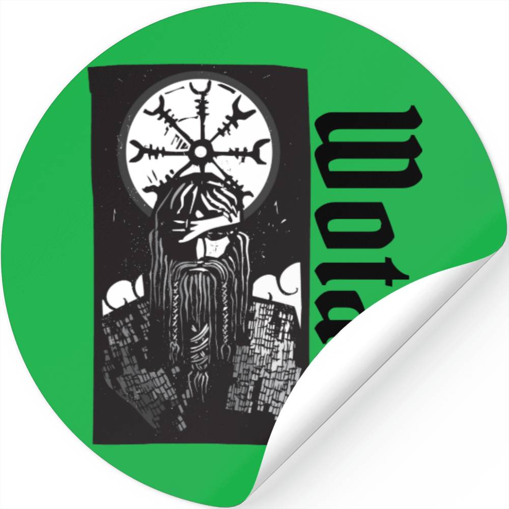 Woodcut Style Image Of The Viking Wotan Stickers