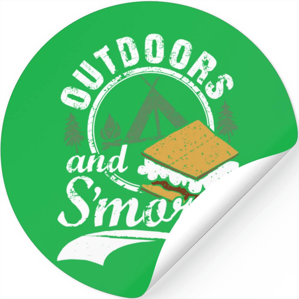 Outdoors And S'mores Funny Campfire Camping Stickers