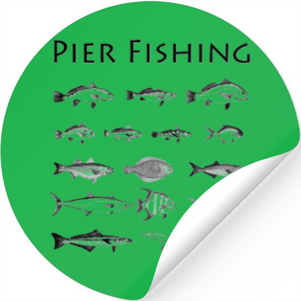 Pier Fishing Fish Species Line Art Logo Stickers