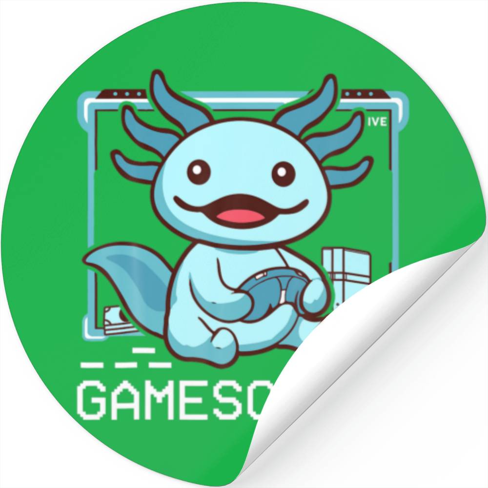 Gamesalotl Gamer Axolotl Kids Salamander Cute Axol Stickers