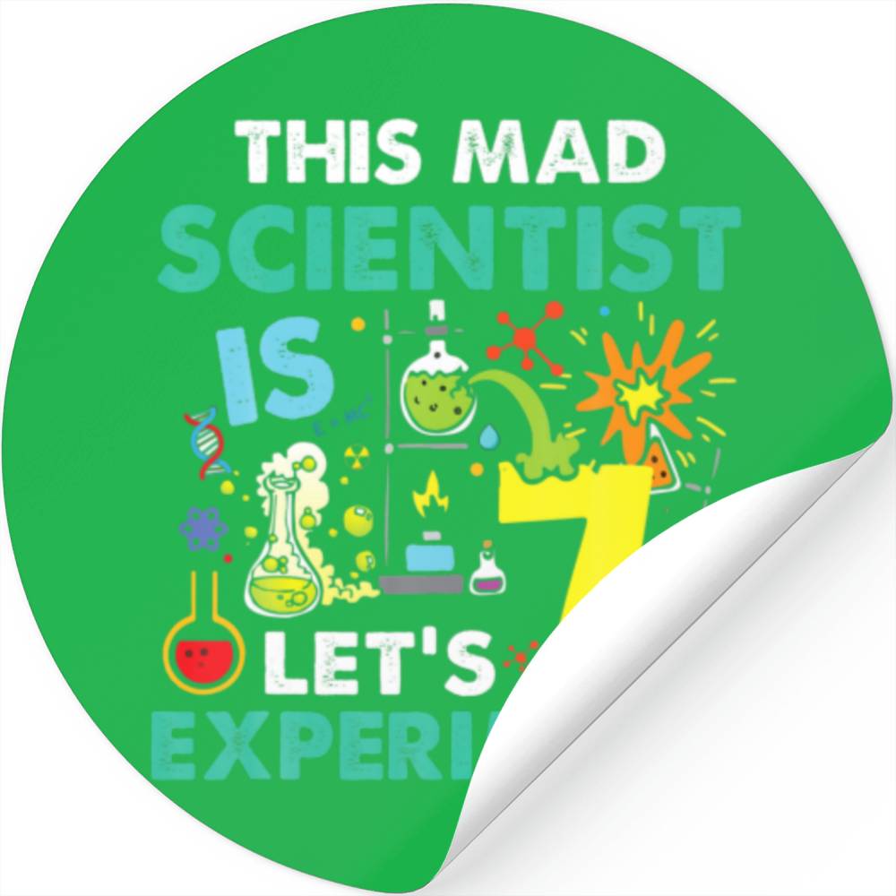 Kids 7Th Birthday This Mad Scientist Is 7 Science Stickers