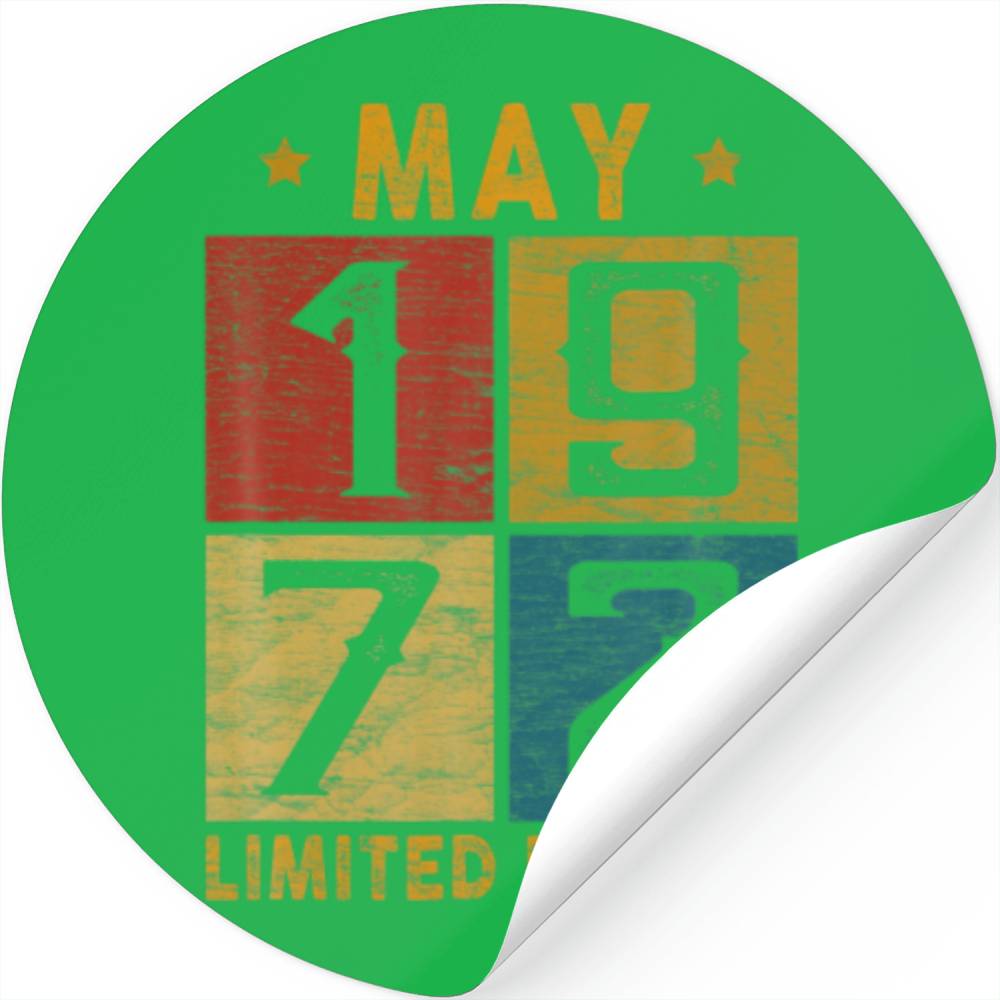 Vintage 50Th Birthday May 1972 Born In 1972 50 Yrs Stickers