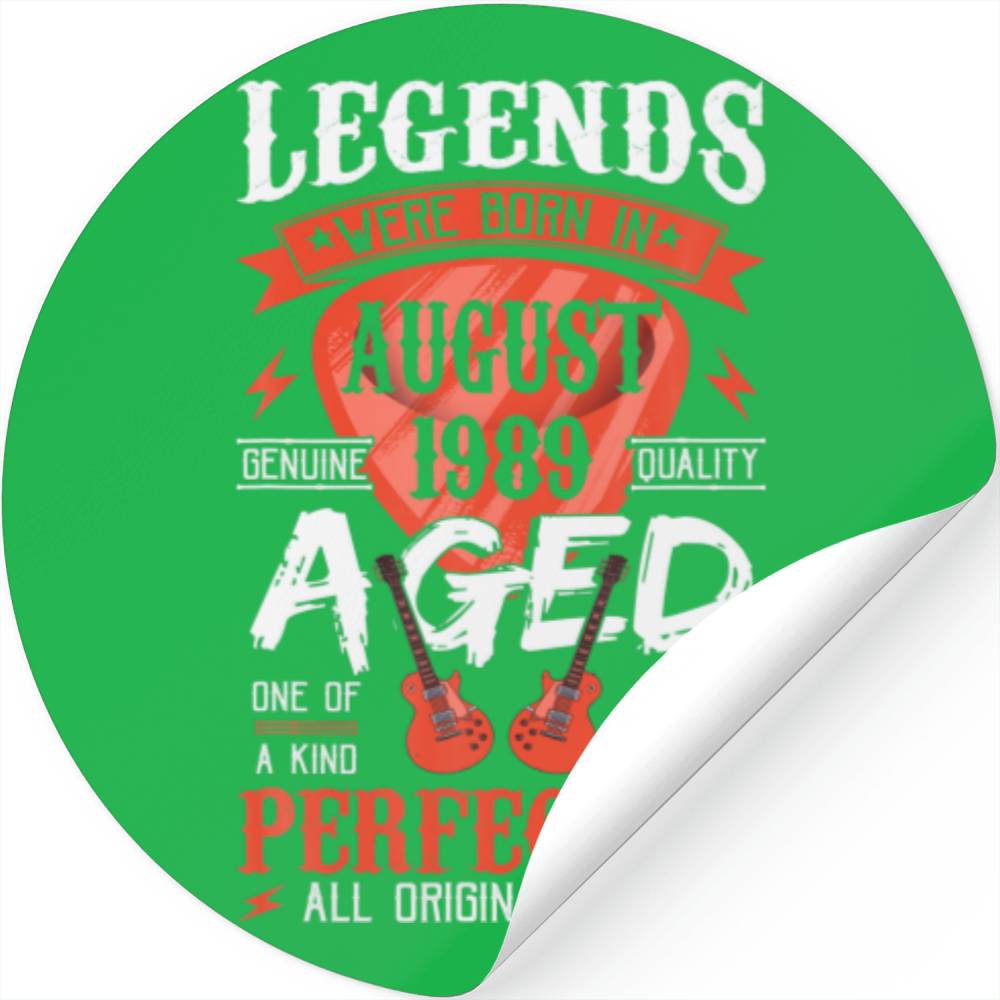 Legends Were Born In August 1989 - Guitar Pick Gui Stickers