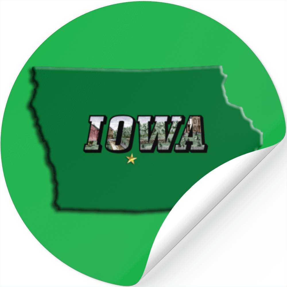 State Map Of Iowa And Picture Text Stickers