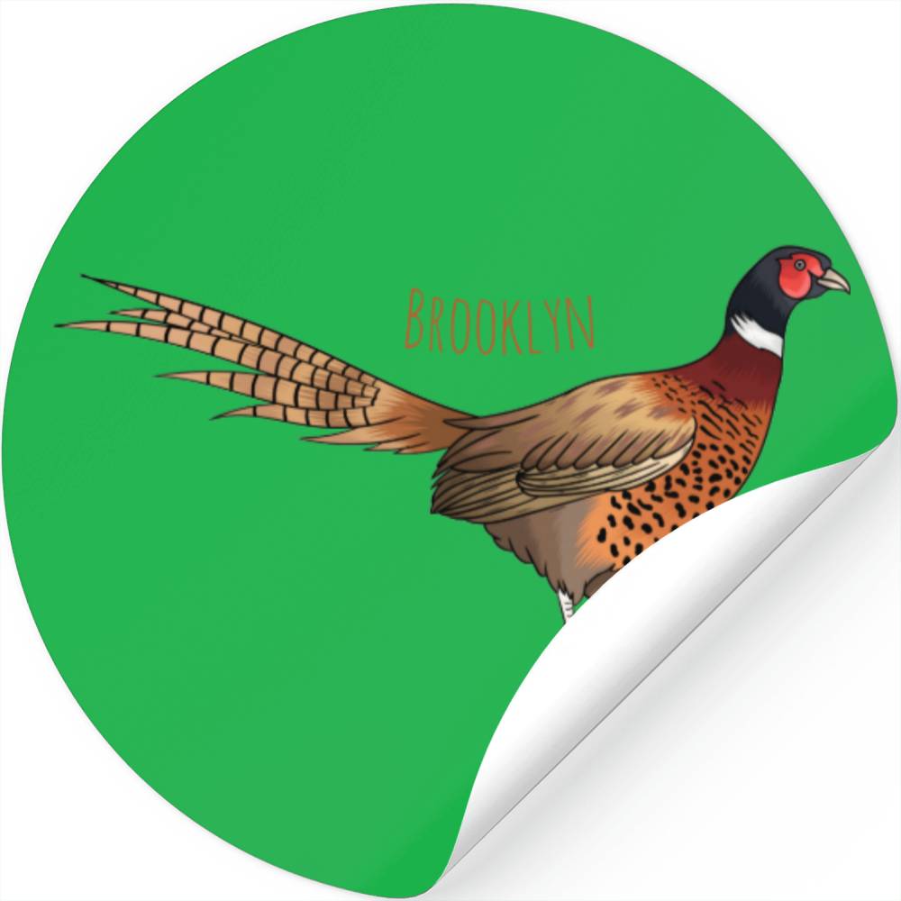 Ring-necked Pheasant Bird Cartoon Illustration Stickers