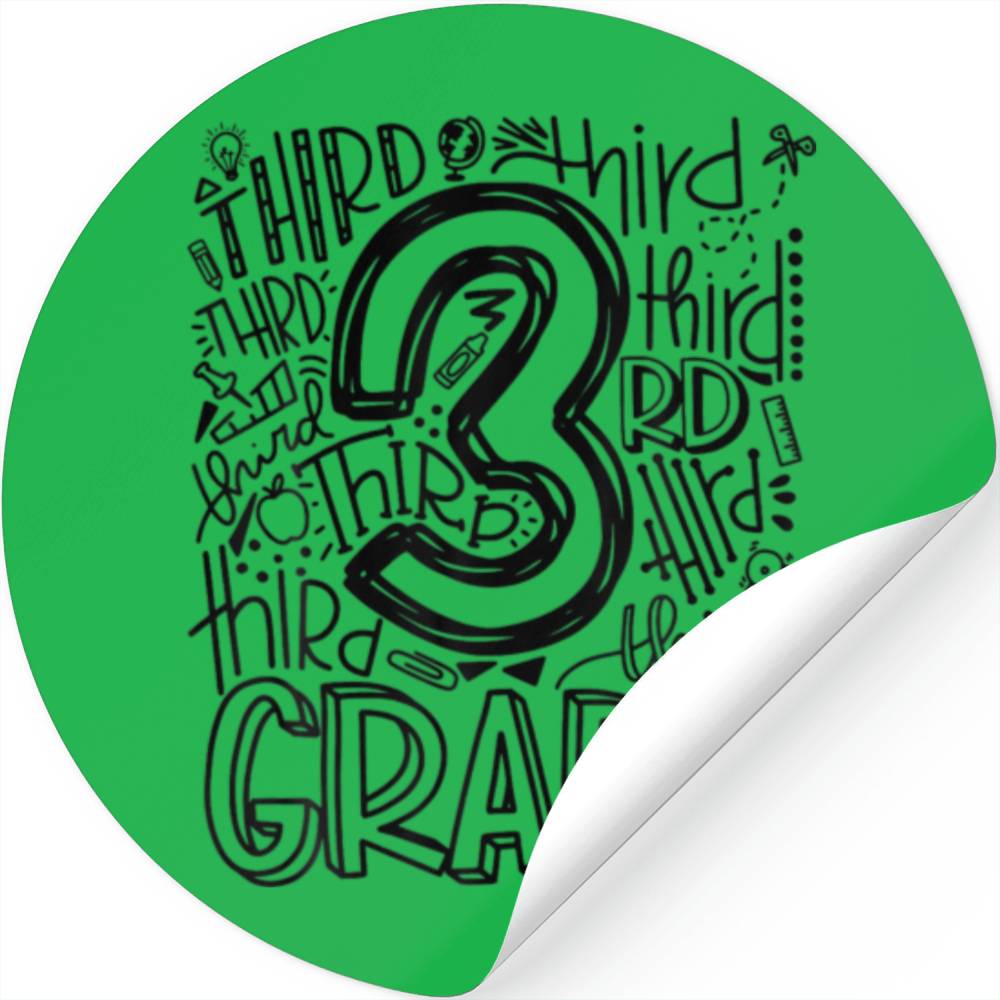 Back To School First Day Of School Typography Thir Stickers