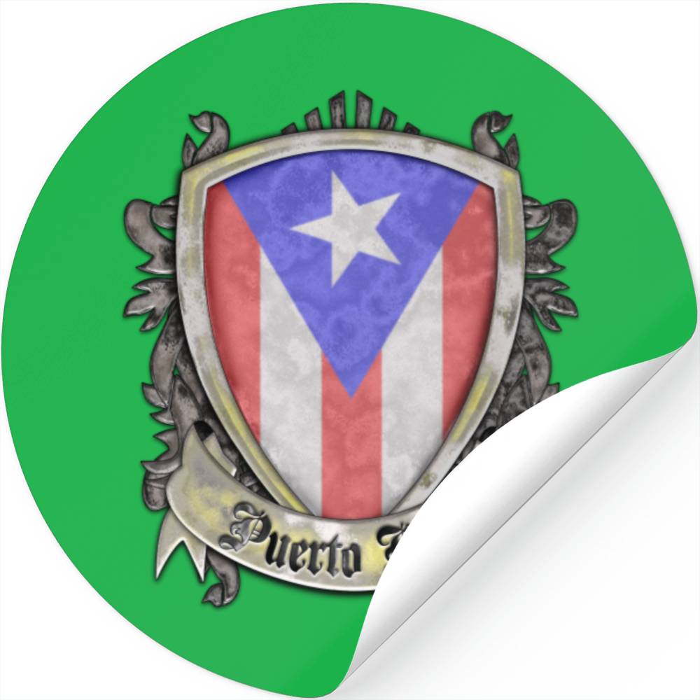 Puerto Rico Flag - Shield Crest Stickers