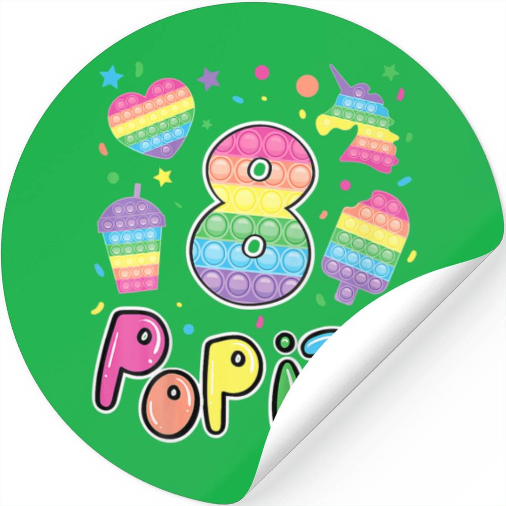 Kids Pop It 8Th Birthday Girls Boys 8 Years Old Fi Stickers