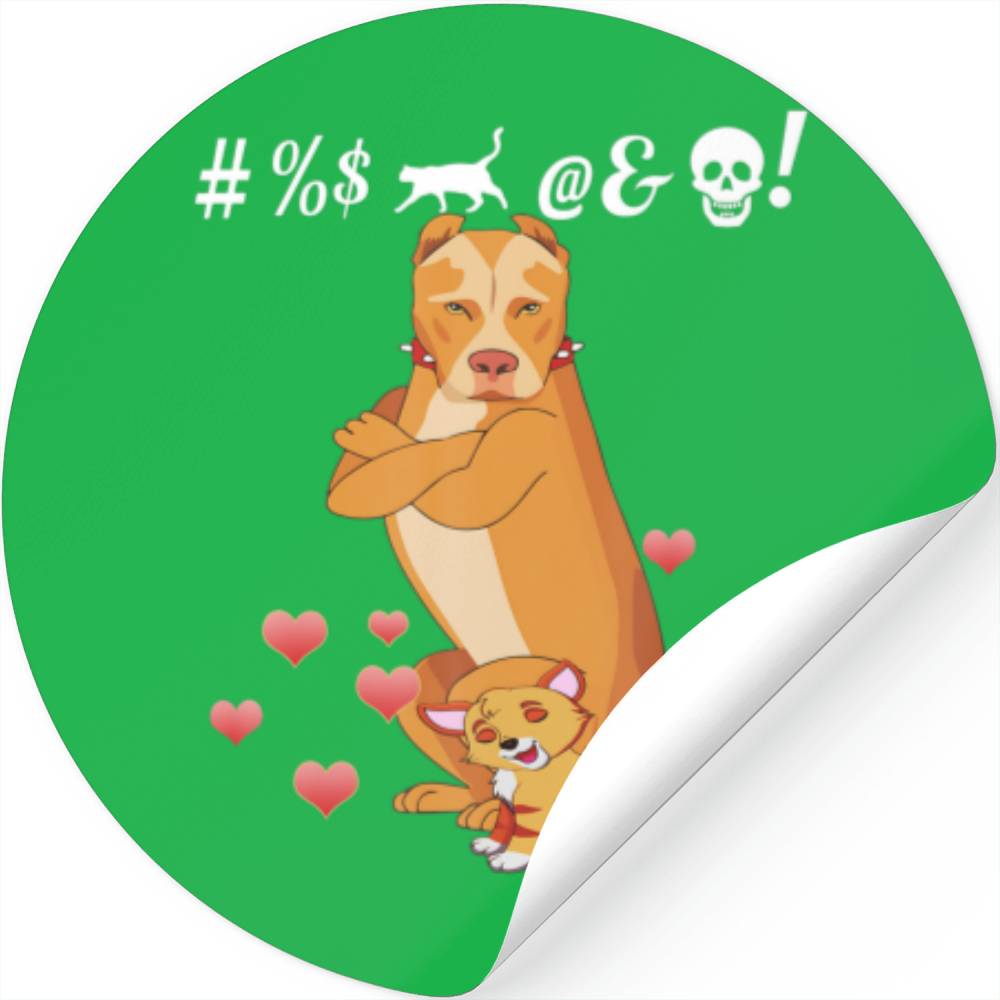 Funny Angry Pittie Cat Friendship Pitbull Mom Stickers