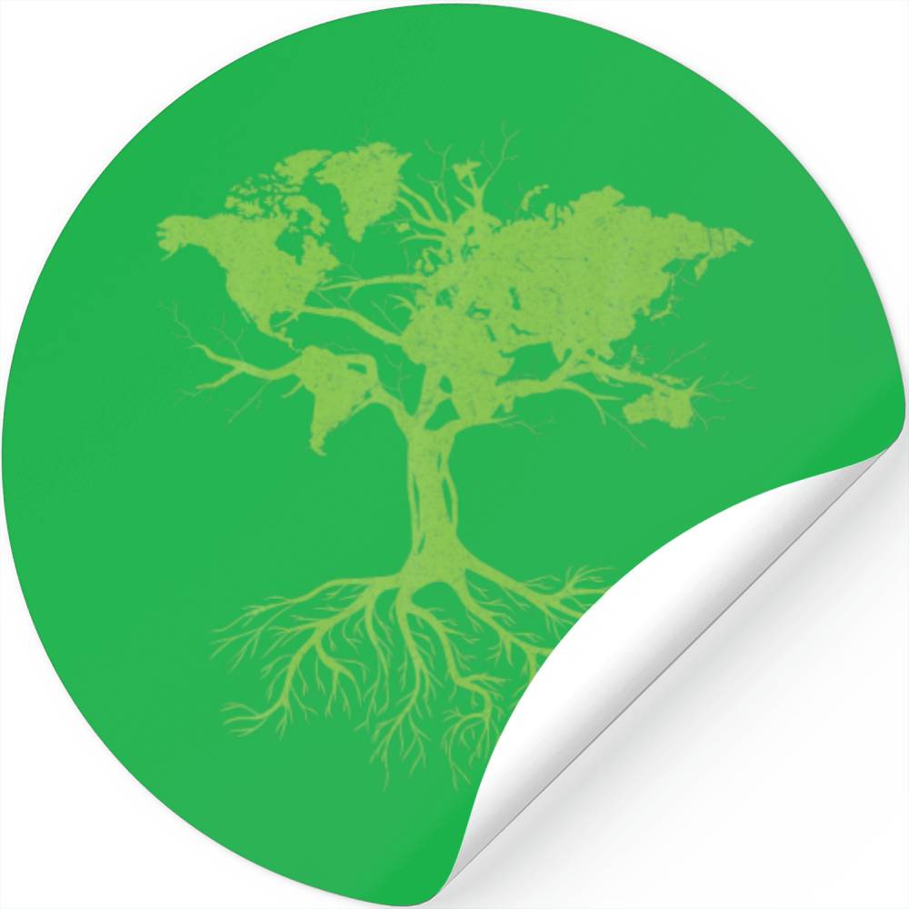 Earth Day Cute World Map Tree Pro Environment Plan Stickers