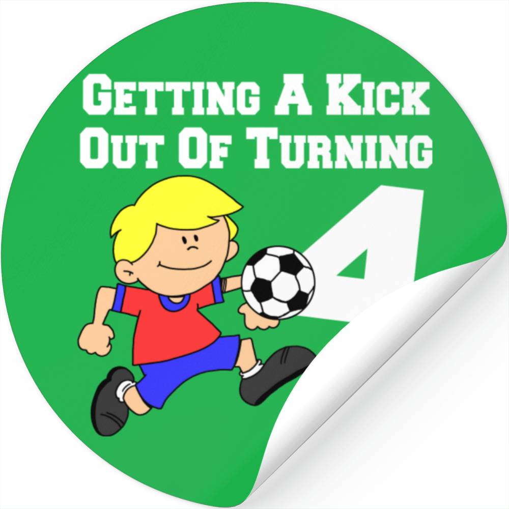 Kick Out Of Turning 4 Soccer Player Stickers