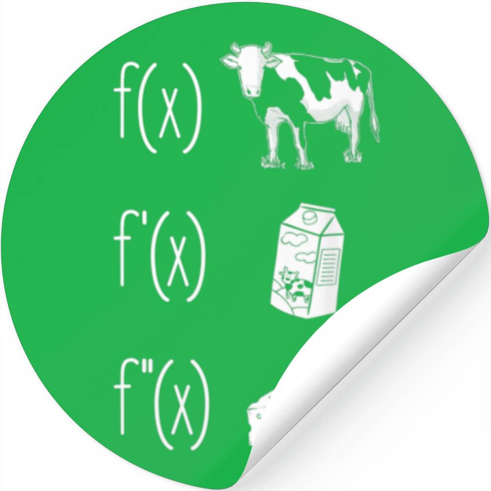 Funny Math Teacher Art For Men Women Cow Milk Chee Stickers
