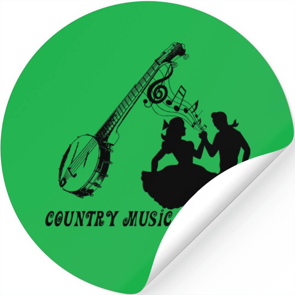 Country Music Banjo Square Dancers Silhouette Art Stickers