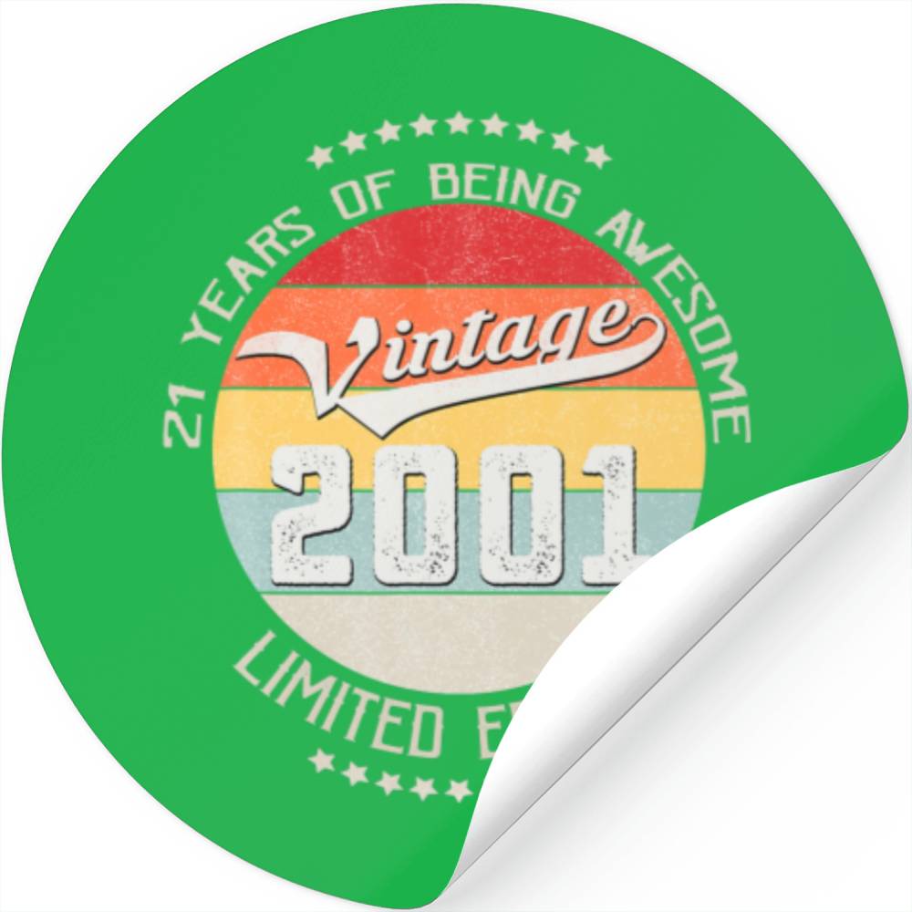 Vintage 2001 21St Birthday Gift 21 Years Being Awe Stickers