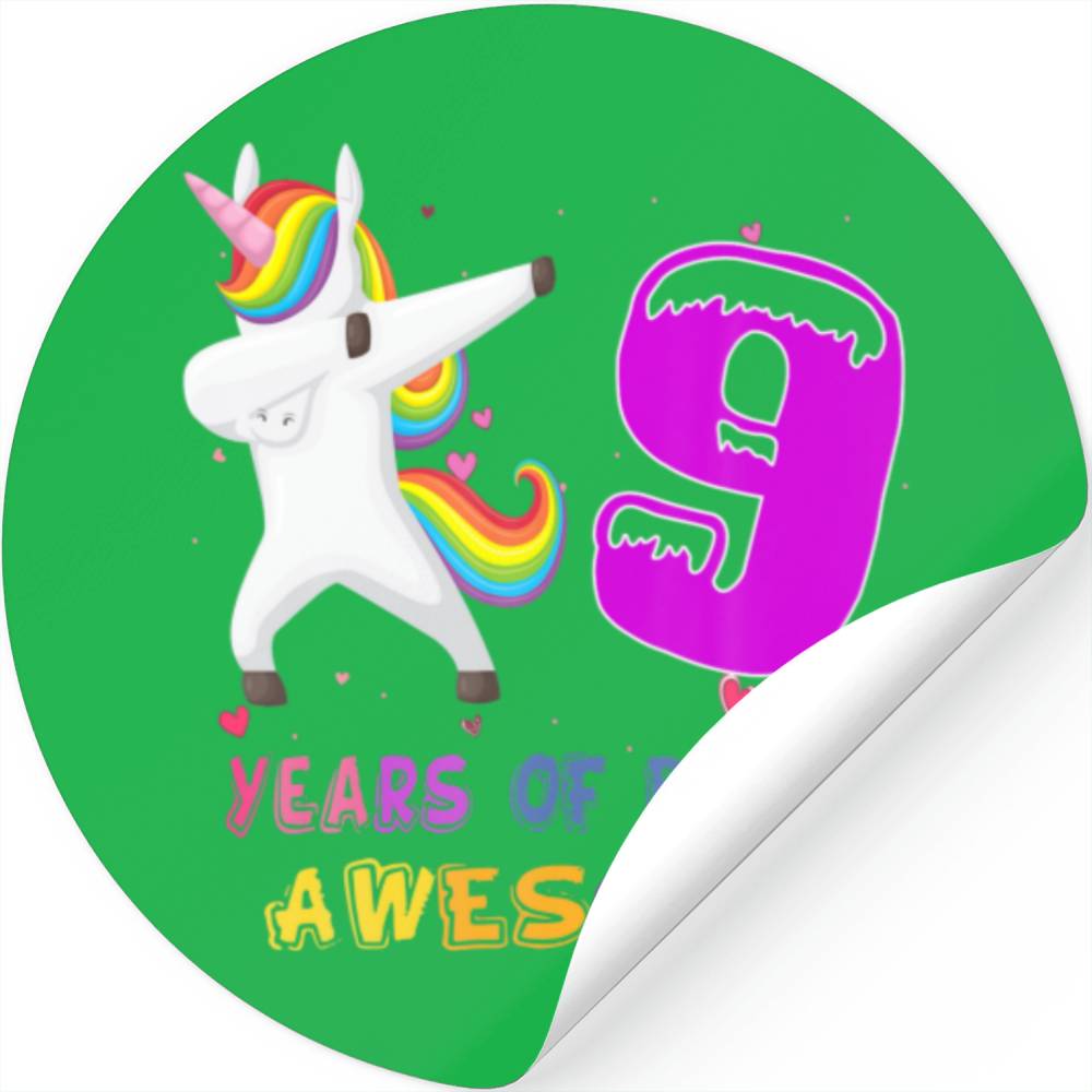 9 Years Old Unicorn Flossing 9Th Birthday Girl Uni Stickers