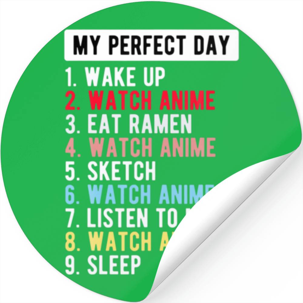 Mens Kids Women Anime Japanese My Perfect Day Anim Stickers