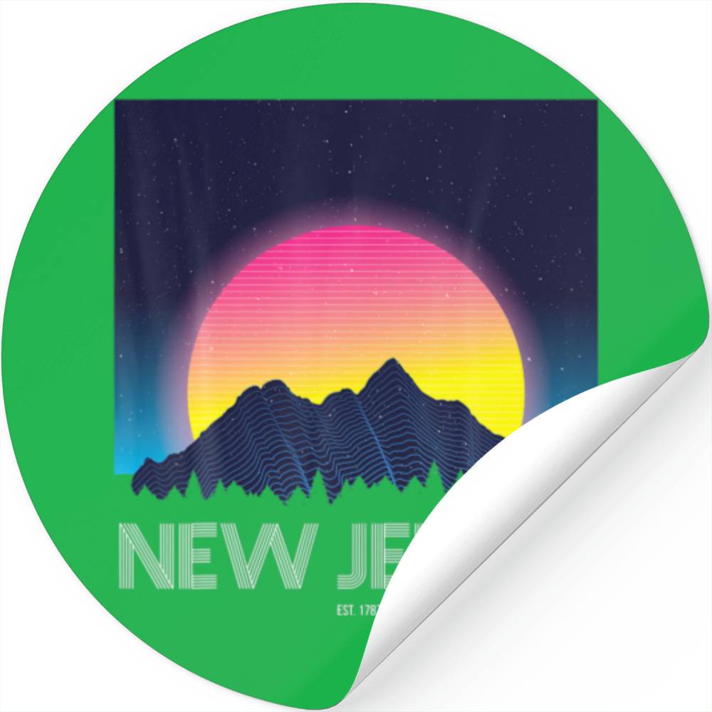 New Jersey Retro Vintage Mountain Grid 80S 90S Aes Stickers