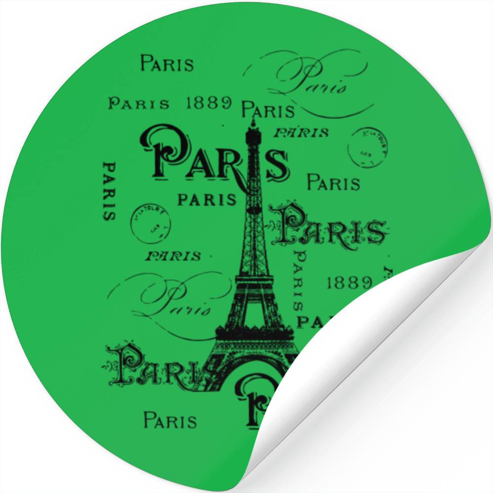 Typography Paris France Eiffel Tower Souvenirs Stickers