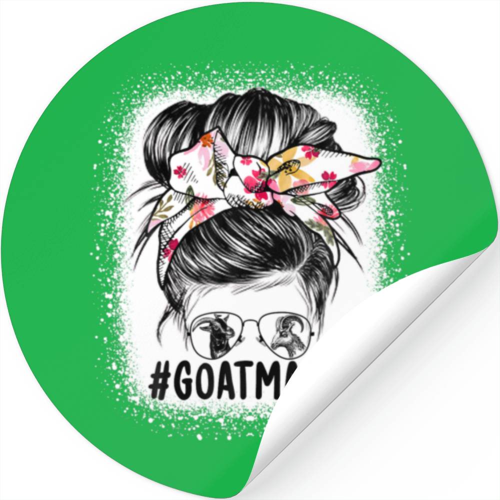 Goat Mama Messy Bun, Goat Mom Messy Bun Hair Glass Stickers