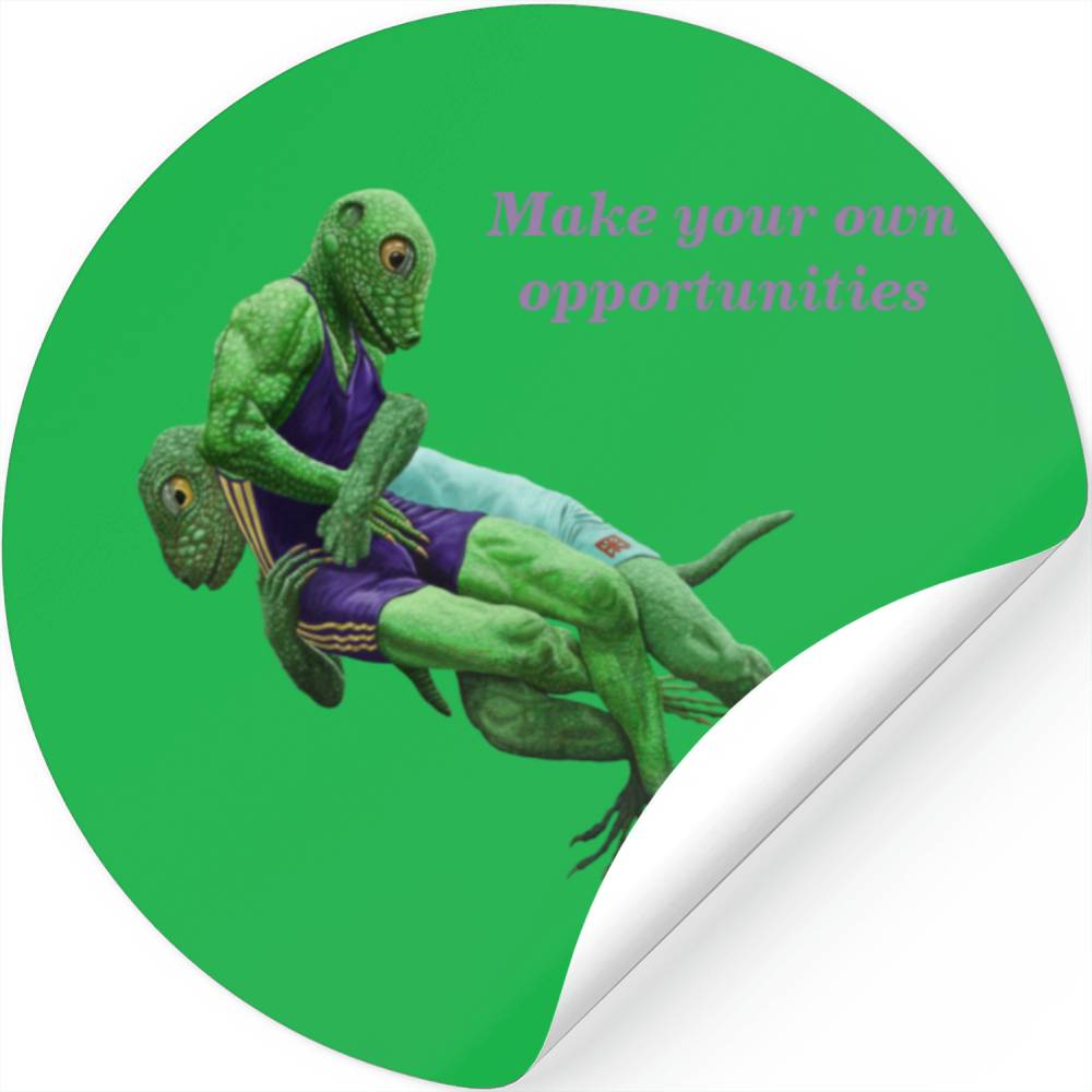 Lizard Warrior Wrestling Match Fantasy Art S Stickers