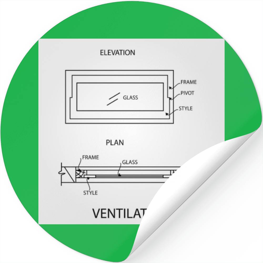 Diagram Of A Ventilator Showing Plan And Elevation Stickers