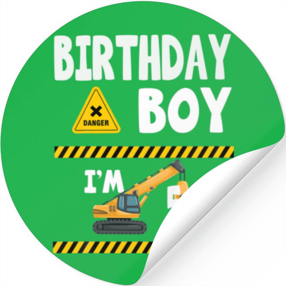 Kids Birthday Boy Kids Construction Truck 5Th Birt Stickers