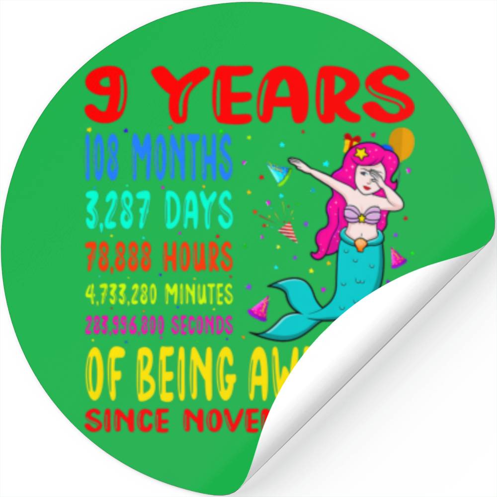 Kids 9 Years Of Being Awesome 9Th Birthday Kids Da Stickers