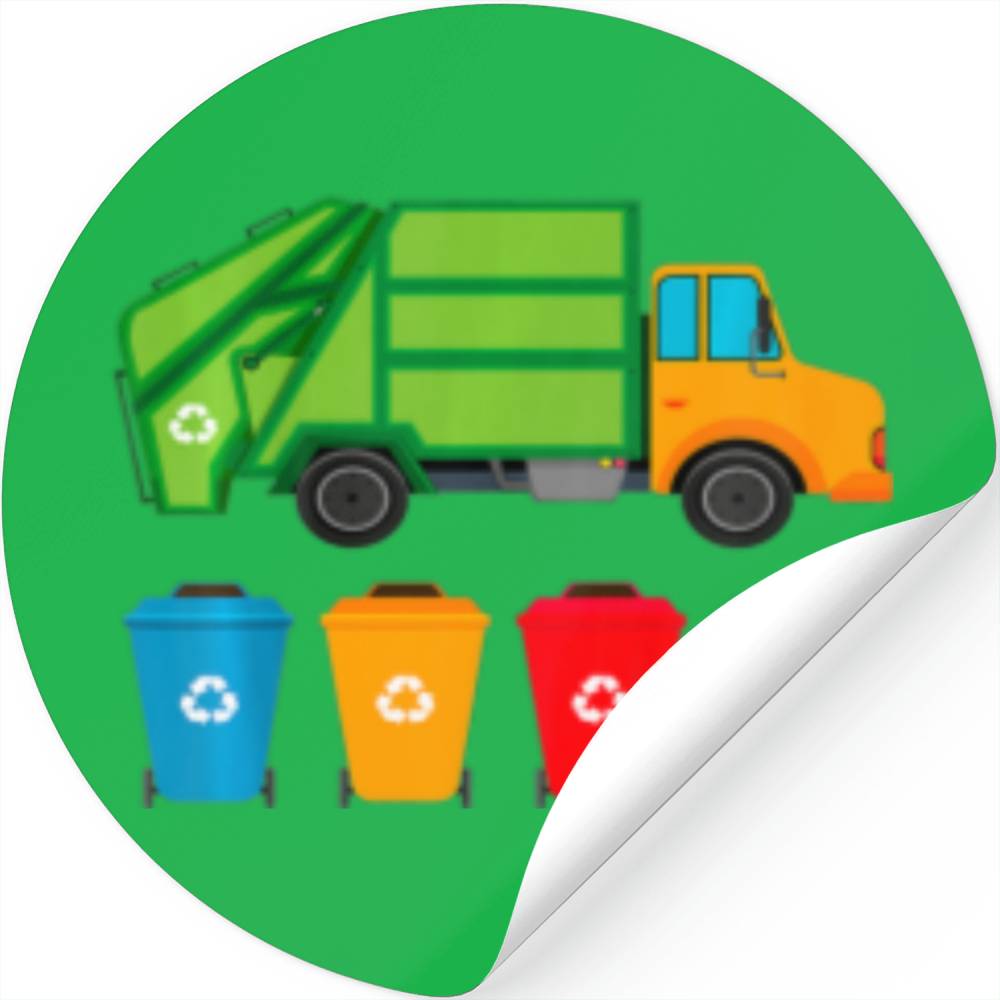 Kids Kids Garbage Truck Recycling Bins Earth Day C Stickers