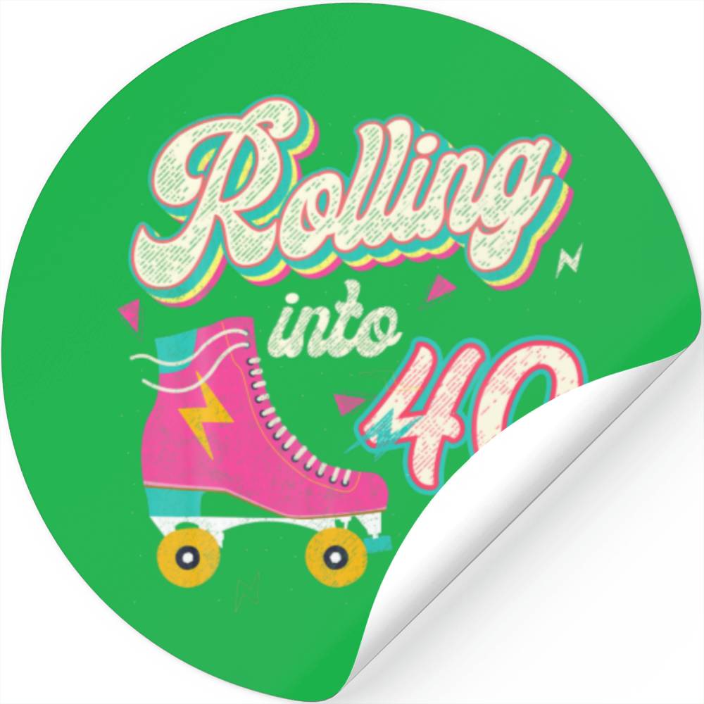 40Th Birthday Roller Skates Rolling Into 40 Years Stickers